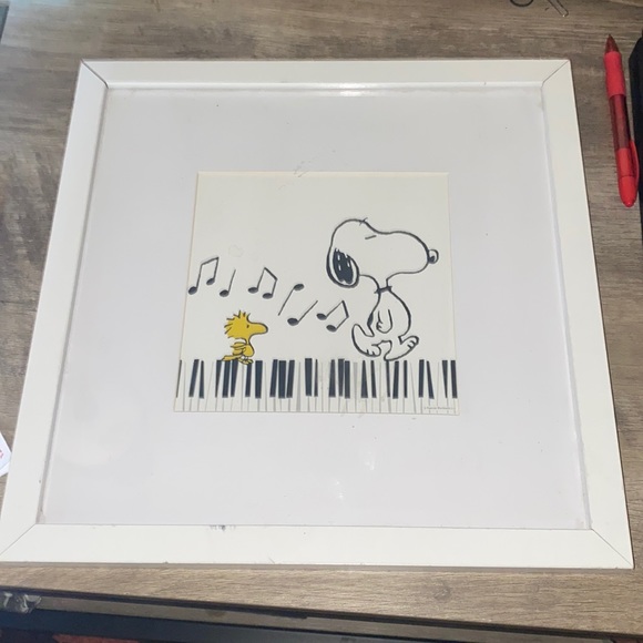 Peanuts | Art | Vintage Peanuts Snoopy Woodstock Framed Picture | Poshmark